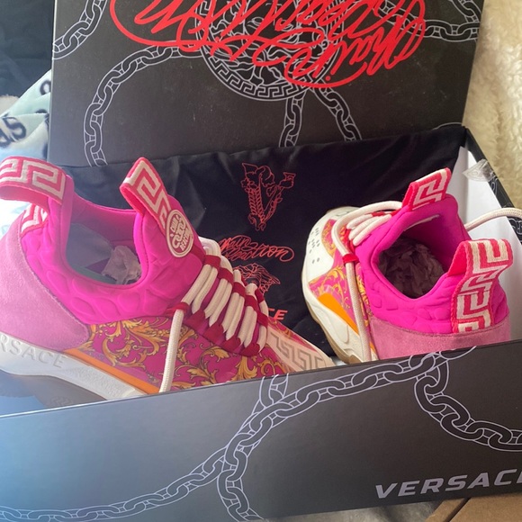 Versace | Shoes | Hot Pink And Gold Versace Shoes | Poshmark